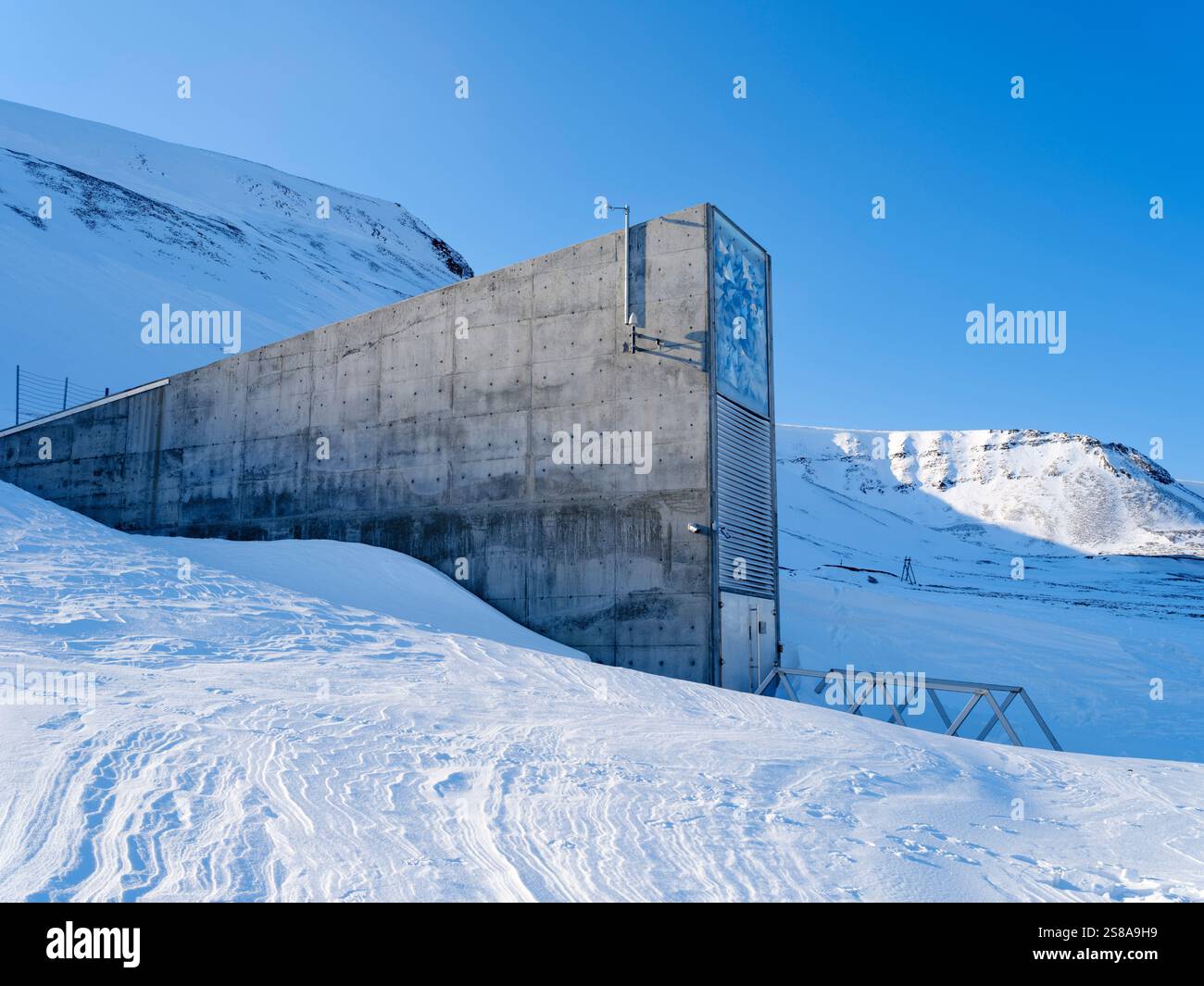 Svalbard Global Seed Vault. Longyearbyen, the capital of Svalbard ...