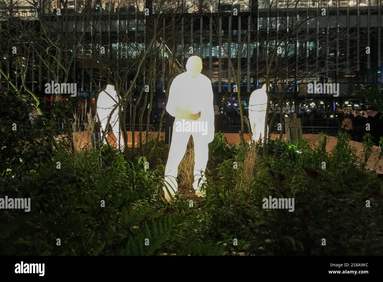 'Artificial Humans' by Atelier Haute Cuisine are part of Canary Wharf's Winter Lights festival ...