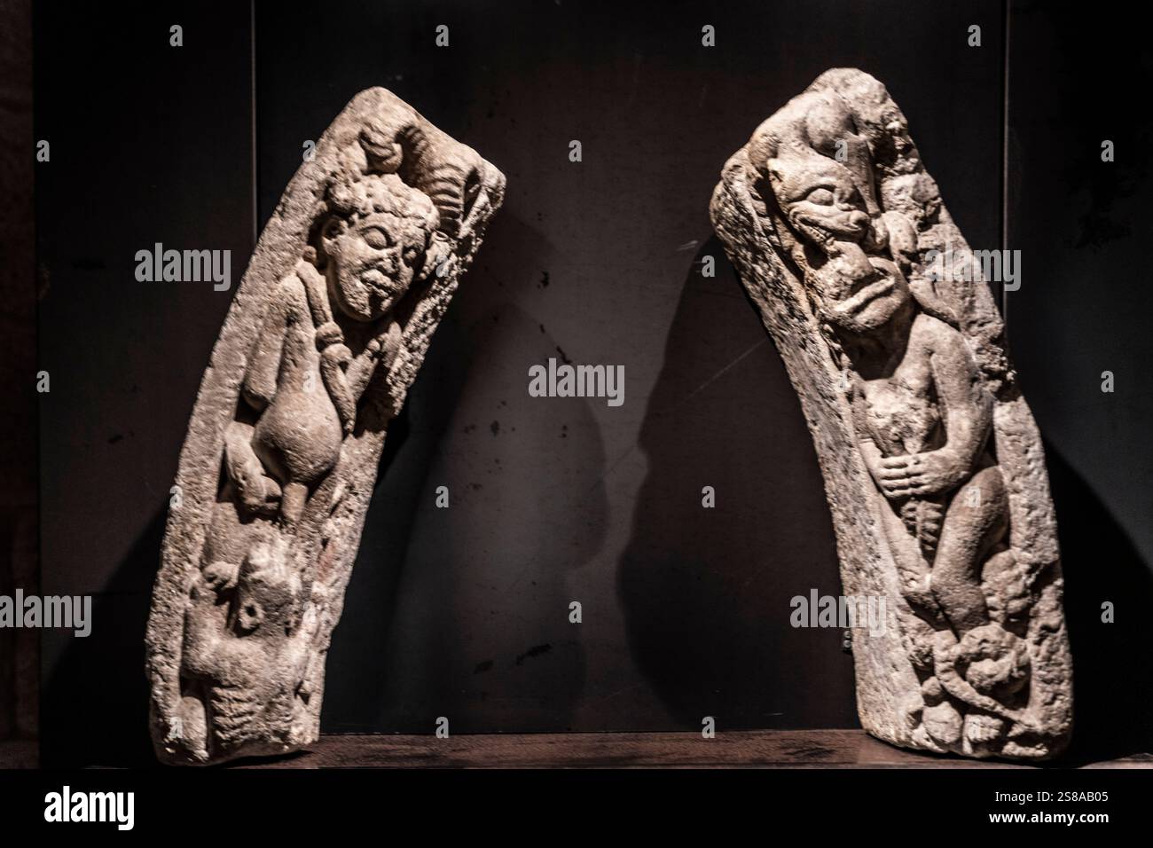 voussoirs with the punishment of lust, year twelve hundred, granite ...