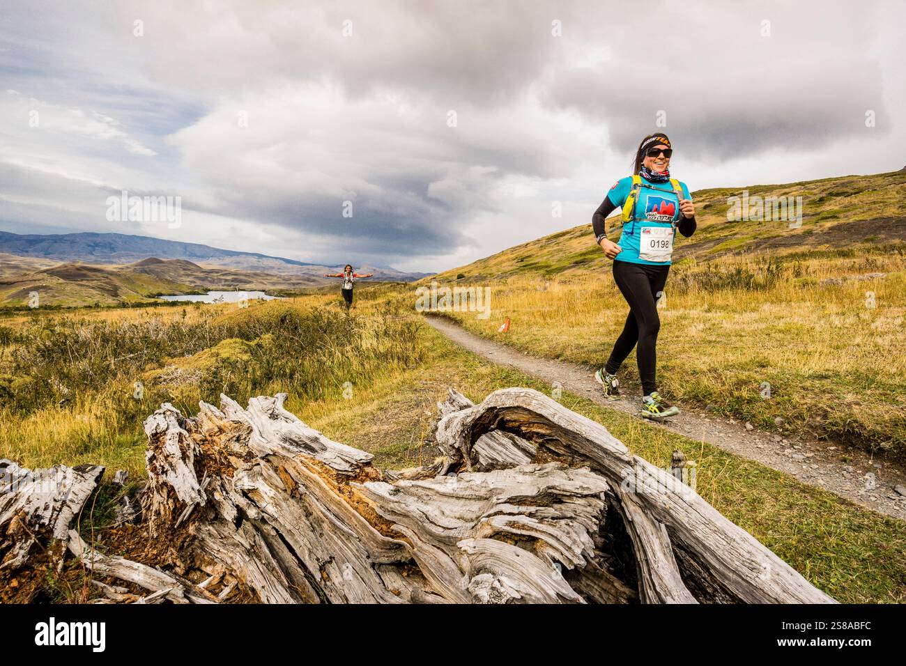 Hikers walking the W trek, Torres del Paine National Park, National ...