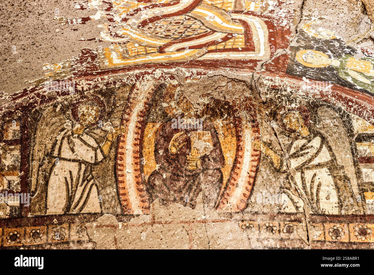 Fresco painting, Yilanli Church, 9th century, (Serpent Church), temple ...