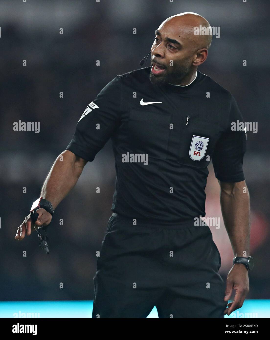 Referee Sam Allison during the Sky Bet Championship match Derby County ...
