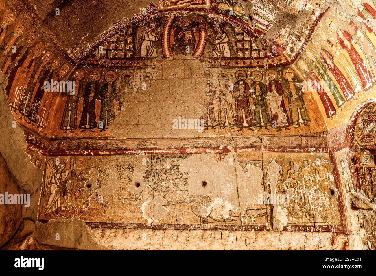 Fresco painting, Yilanli Church, 9th century, (Serpent Church), temple ...