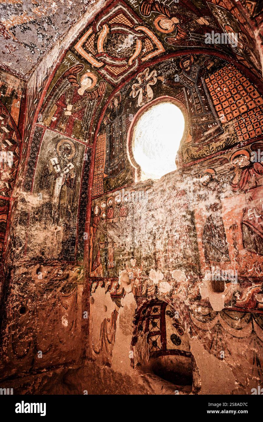 Fresco painting, Yilanli Church, 9th century, (Serpent Church), temple ...