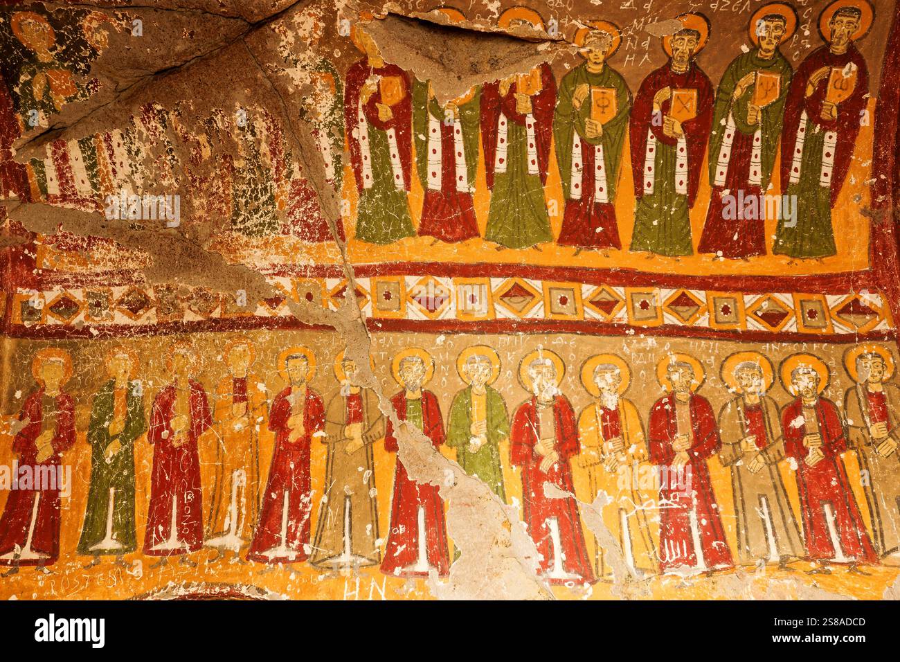 Fresco painting, Yilanli Church, 9th century, (Serpent Church), temple ...