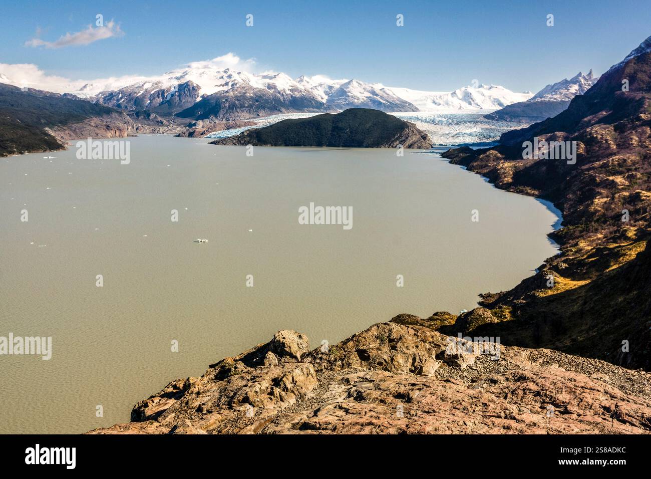 Glacier Grey Lake Valley, walking the W trek, Torres del Paine National ...