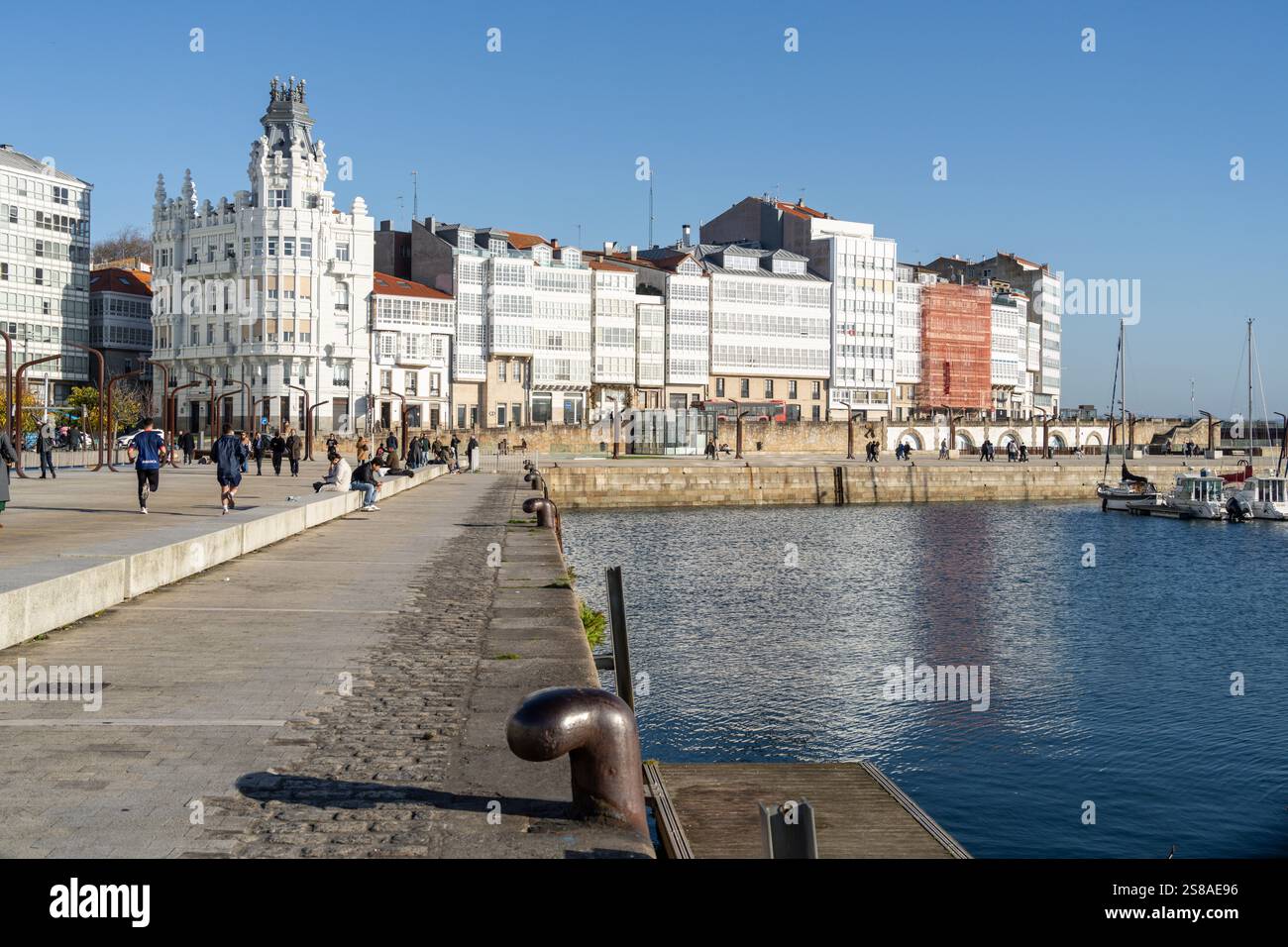 Typical buildings with characteristic windows on the seafront of the ...