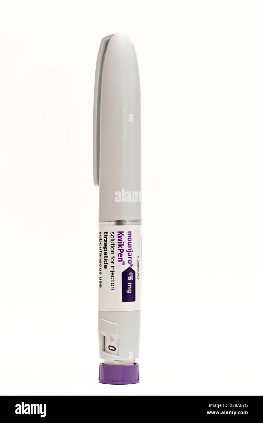 Editorial use only Pre-filled pen of tirzepatide (marketed as Mounjaro ...