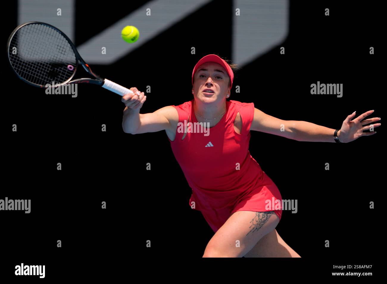 Elina Svitolina of Ukraine plays a forehand return to Madison Keys of ...