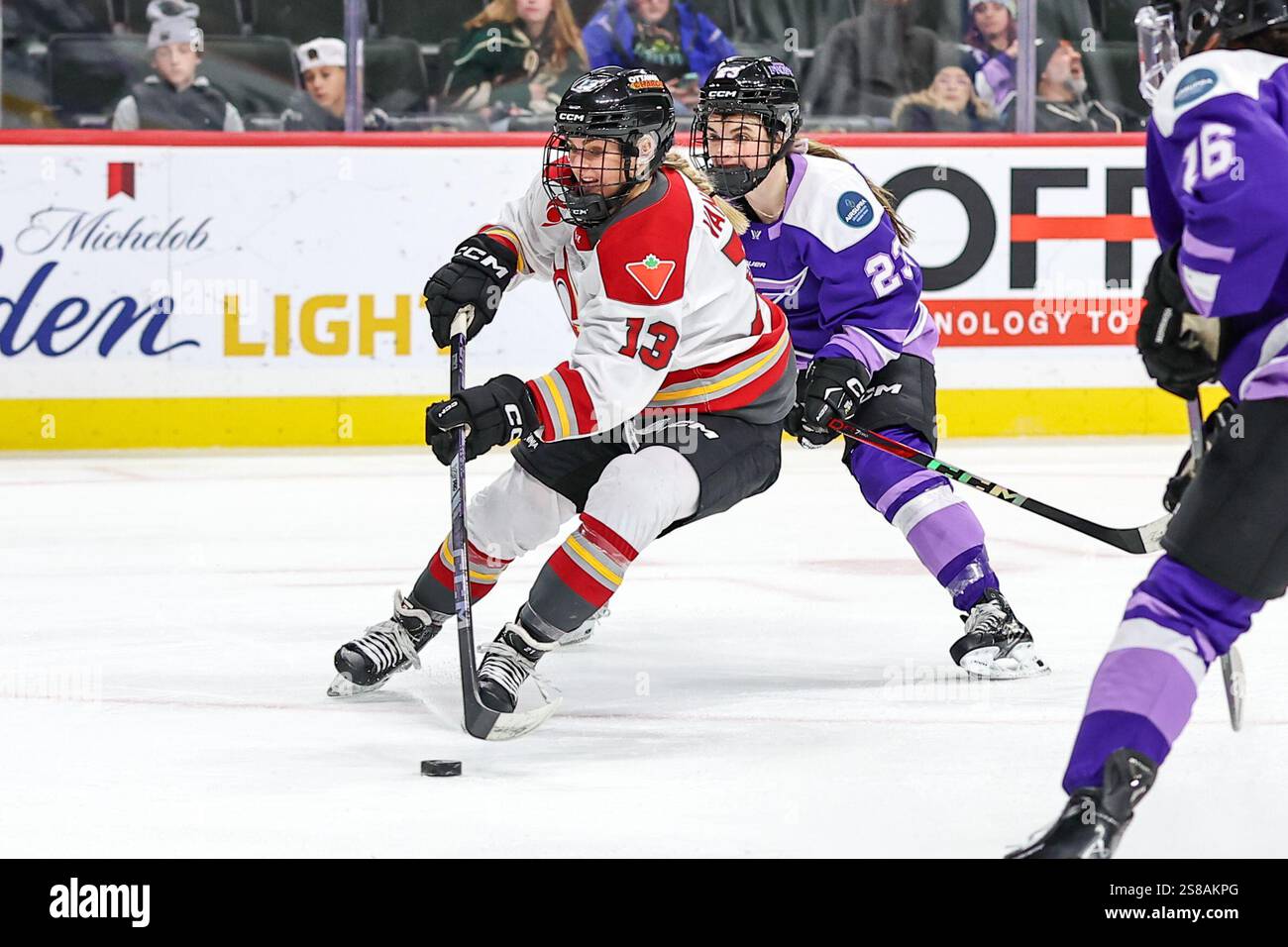 January 21st, 2025: Ottawa Charge forward Tereza Vanisova (13) looks to ...