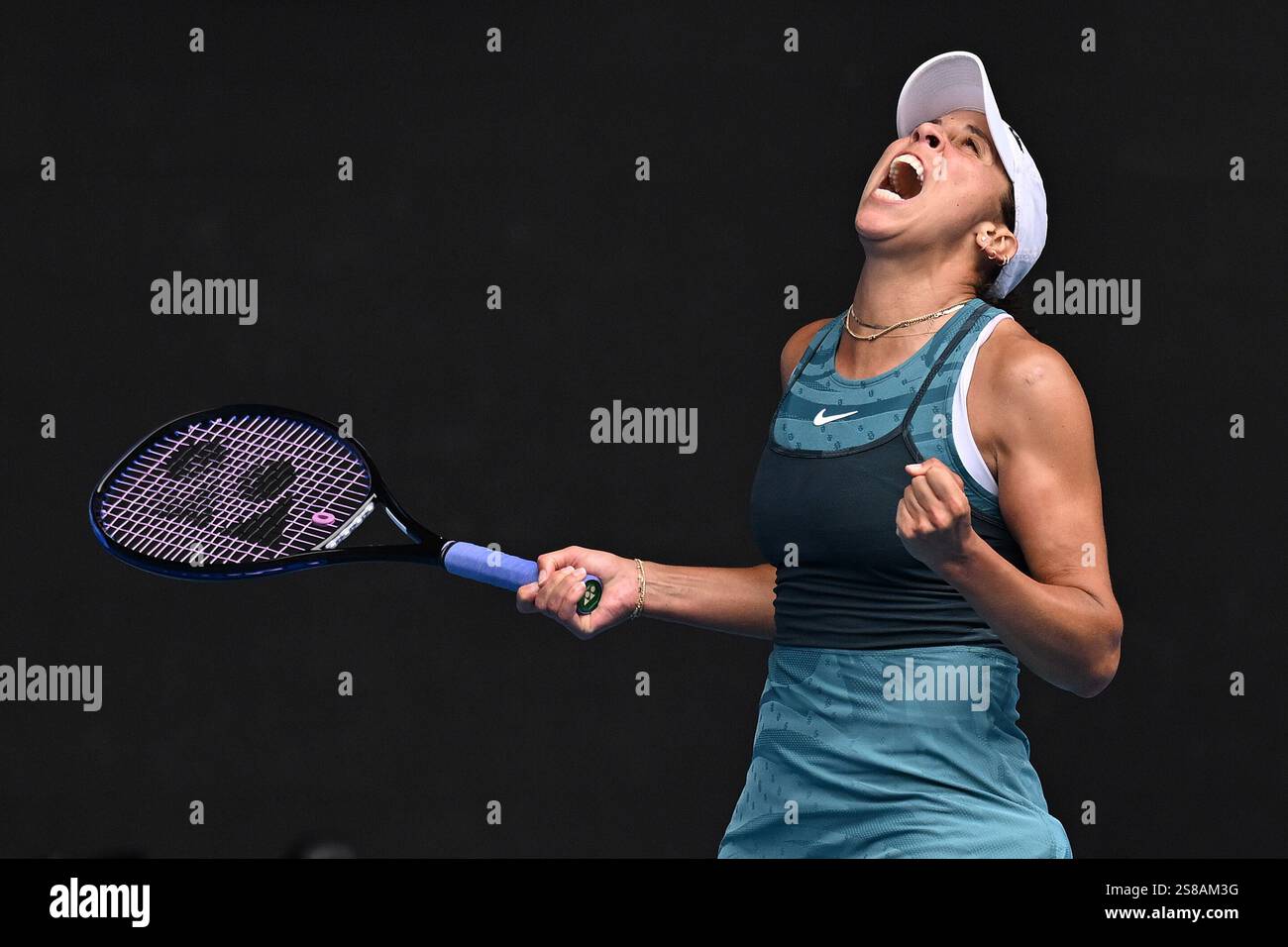 Melbourne, Australia. 22nd Jan, 2025. Madison Keys of USA celebrates ...