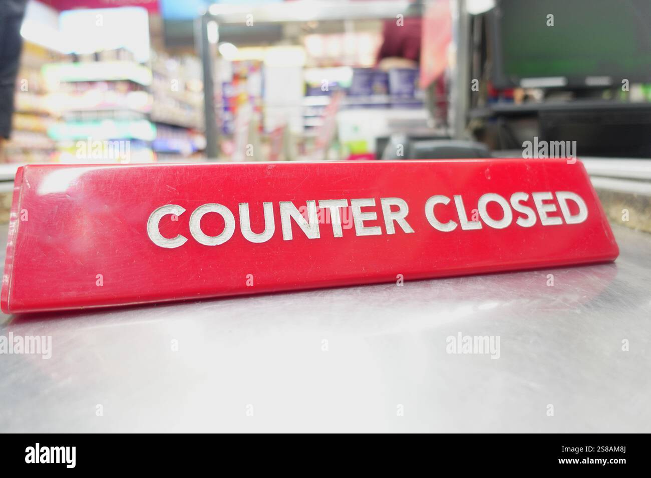 The Closed Counter Sign at a Service Area shows services are ...