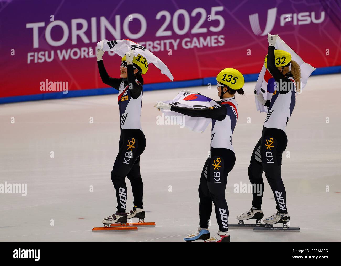 Turin, Italy. 21st Jan, 2025. Kim Gilli, Seo Whimin and Kim Geonhee ...