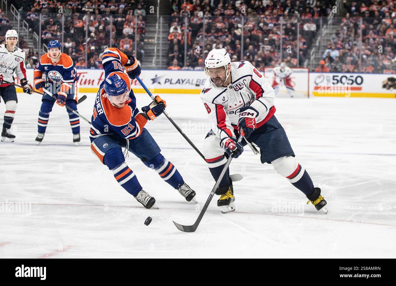 Washington Capitals' Alex Ovechkin (8) and Edmonton Oilers' Troy ...