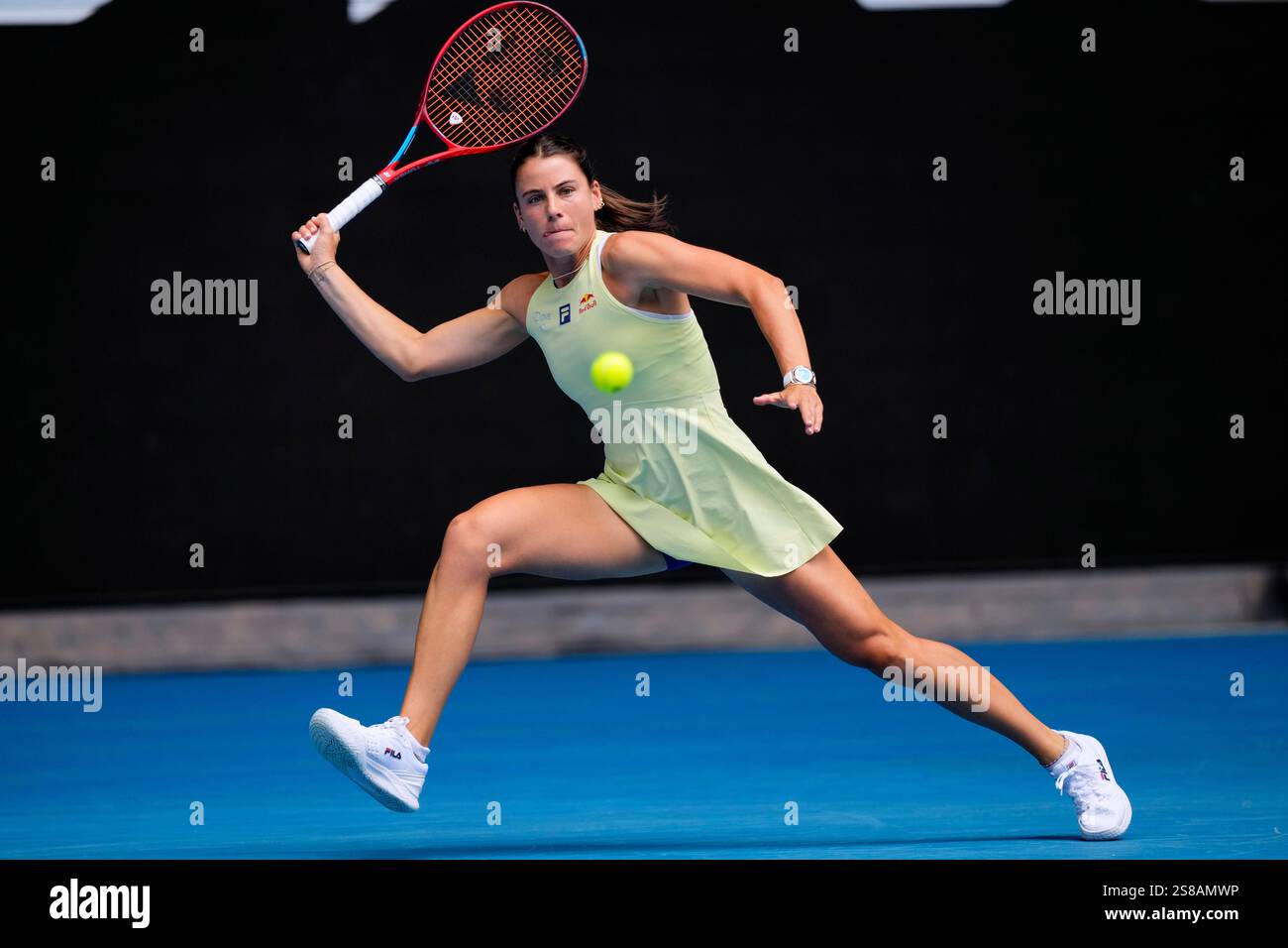 Emma Navarro of the U.S. forehand return to Iga Swiatek of Poland ...
