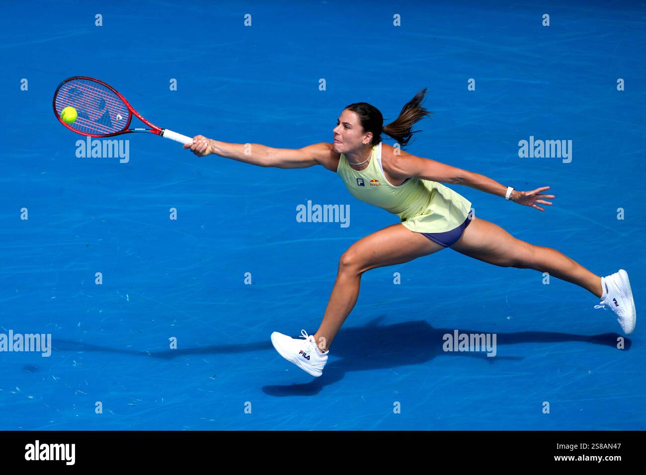 Emma Navarro of the U.S. forehand return to Iga Swiatek of Poland ...