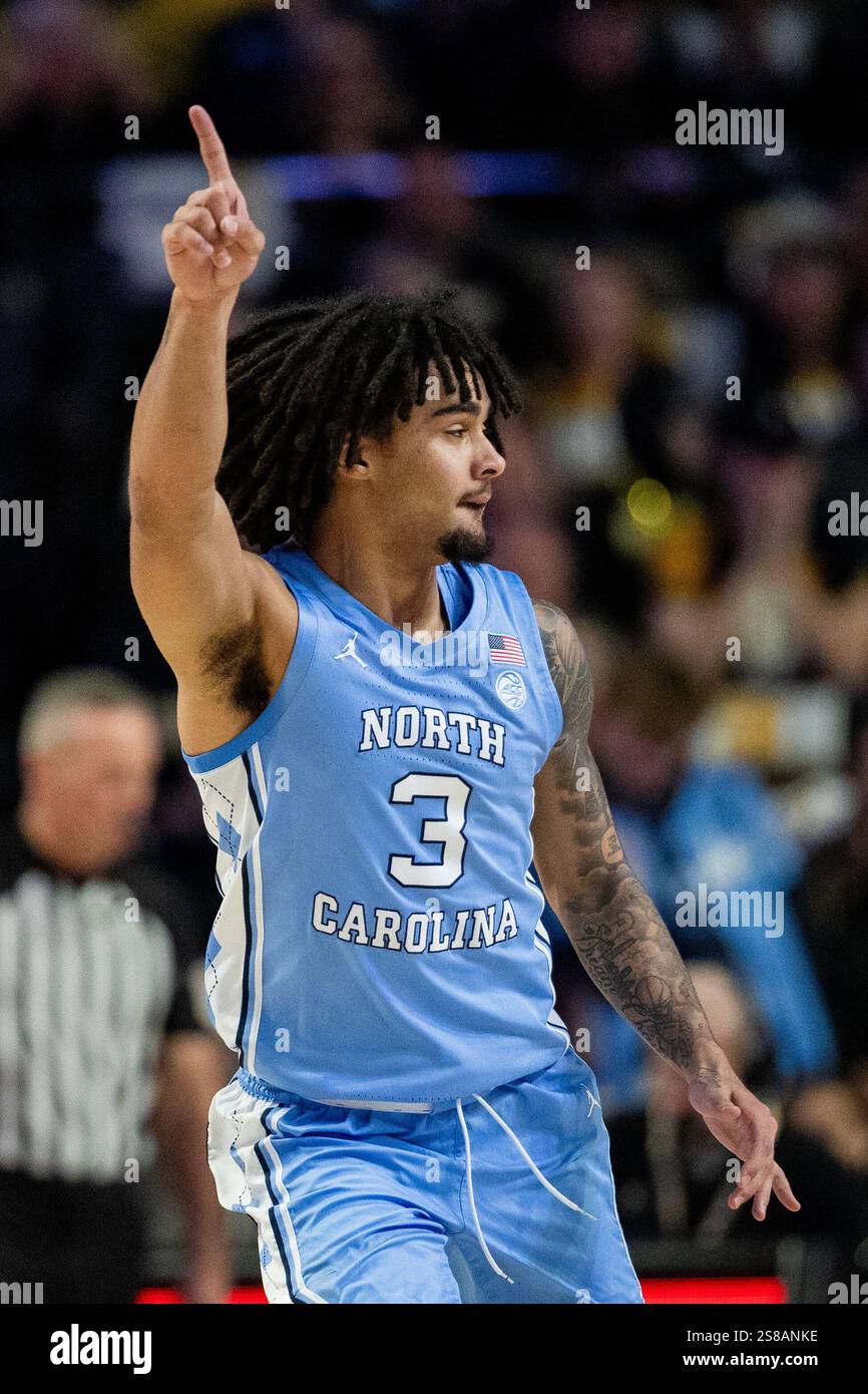 Winston-Salem, NC, USA. 21st Jan, 2025. North Carolina guard Elliot ...