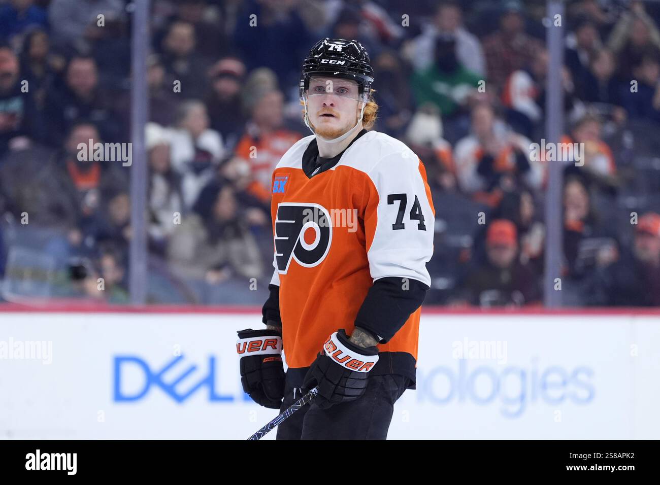 Philadelphia Flyers' Owen Tippett plays during an NHL hockey game ...