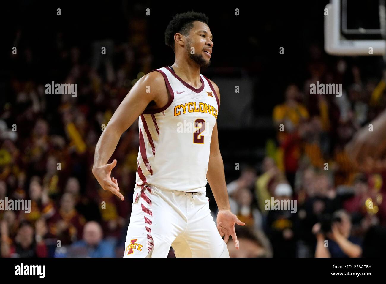 Iowa State forward Joshua Jefferson celebrates after making a 3-point ...