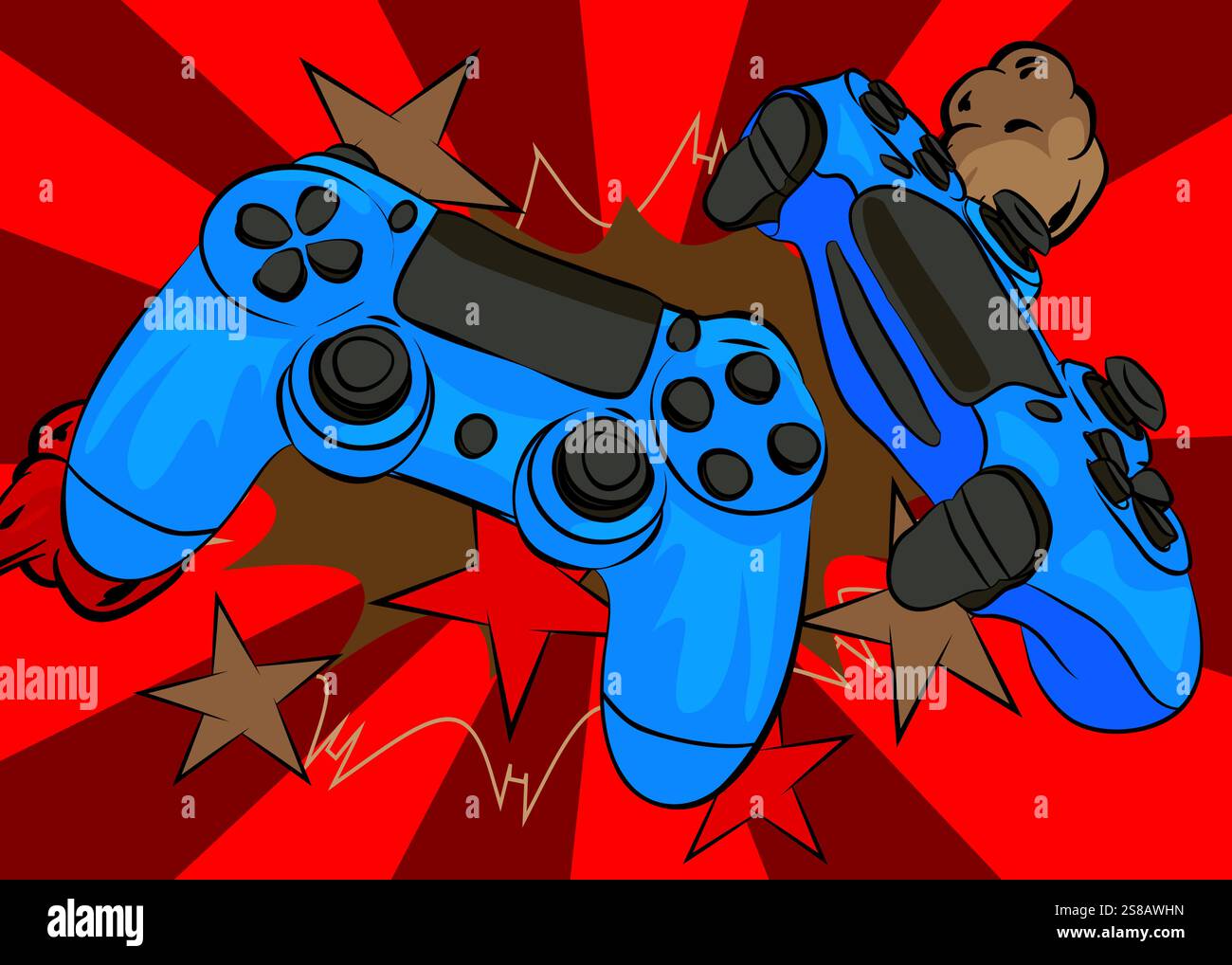 Cartoon Gaming controller, comic book Joystick. Retro vector comics pop art design Stock Vector ...