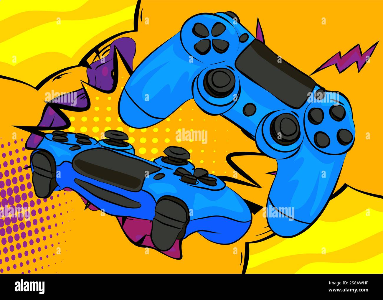 Cartoon Gaming controller, comic book Joystick. Retro vector comics pop art design Stock Vector ...