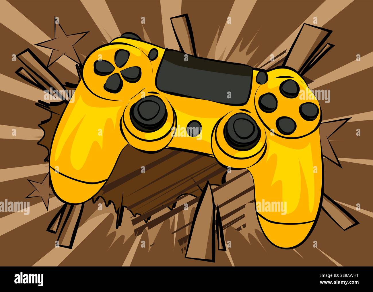 Cartoon Gaming controller, comic book Joystick. Retro vector comics pop art design Stock Vector ...