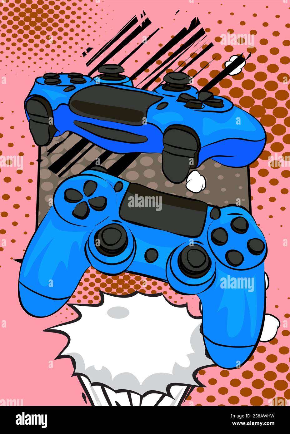 Cartoon Gaming controller, comic book Joystick. Retro vector comics pop art design Stock Vector ...