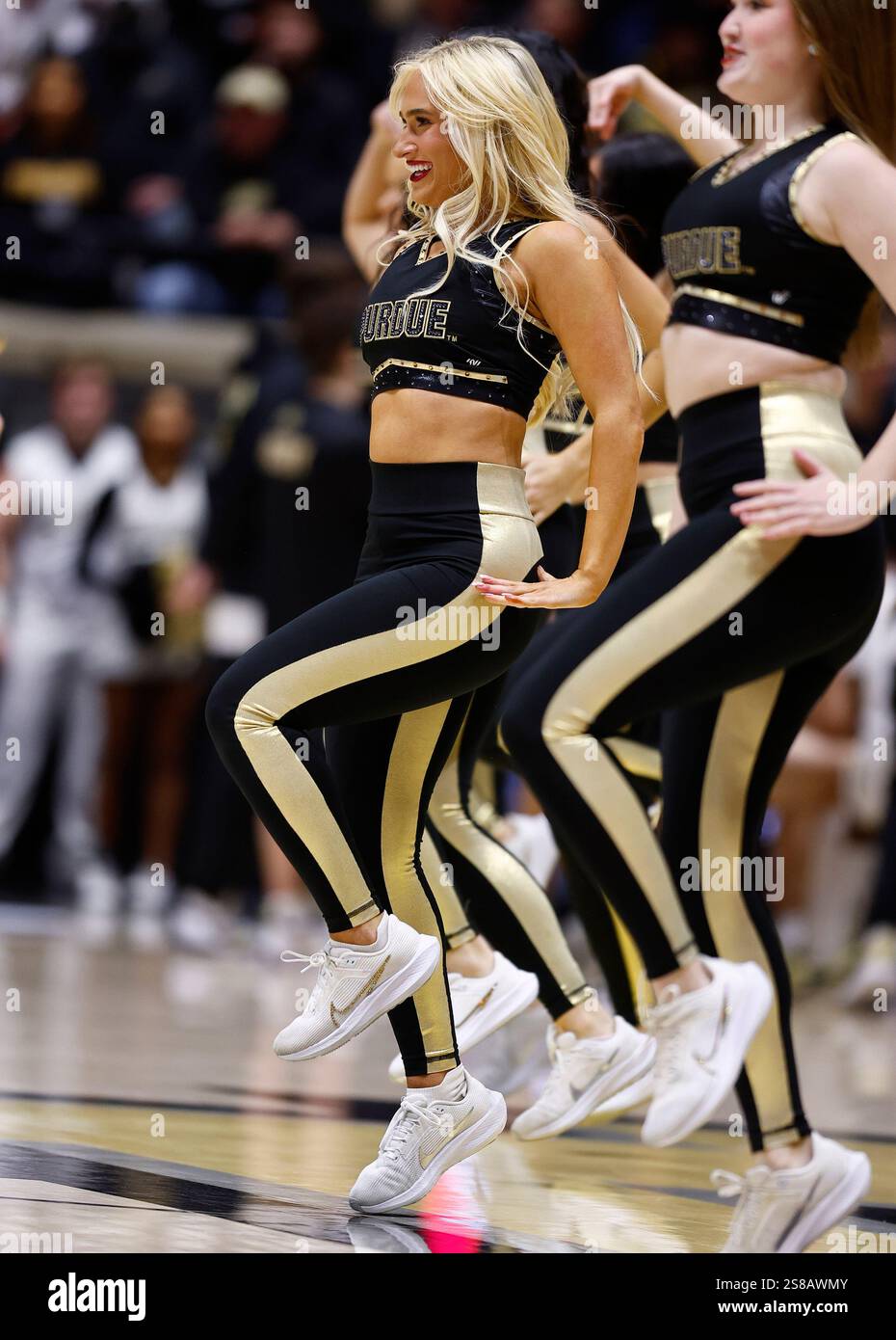 WEST LAFAYETTE, IN - JANUARY 21: The Purdue Gold Dusters dance team ...