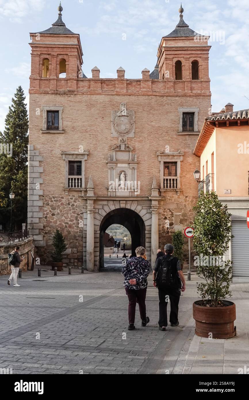 Description: Historic stone gate with four towers, medieval arch ...