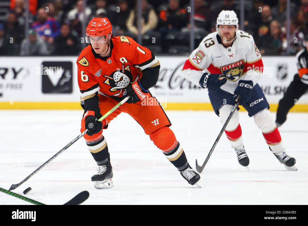 Anaheim Ducks center Ryan Strome (16) skates with the puck as Florida ...