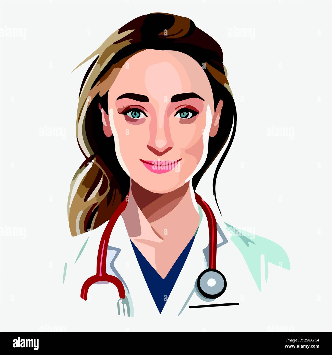 Nice good looking young lady doctor cartoon vector illustration Stock ...