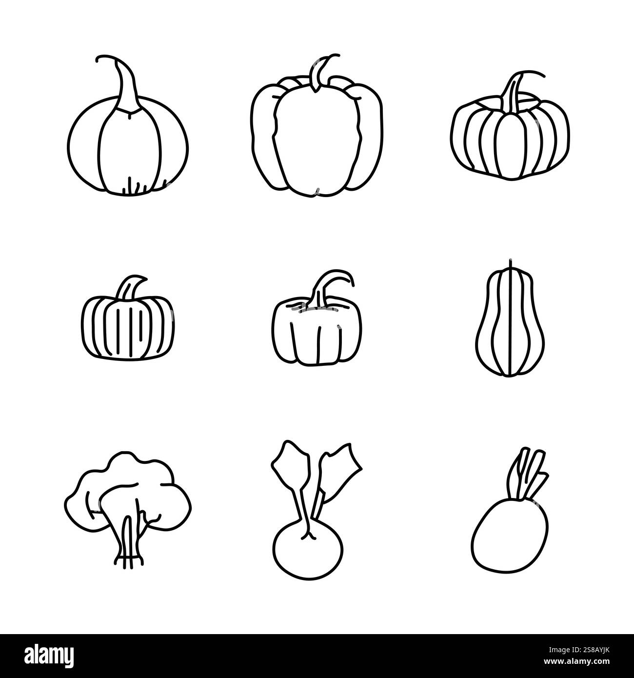 Vegetables line icon set vector illustration Stock Vector Image & Art ...