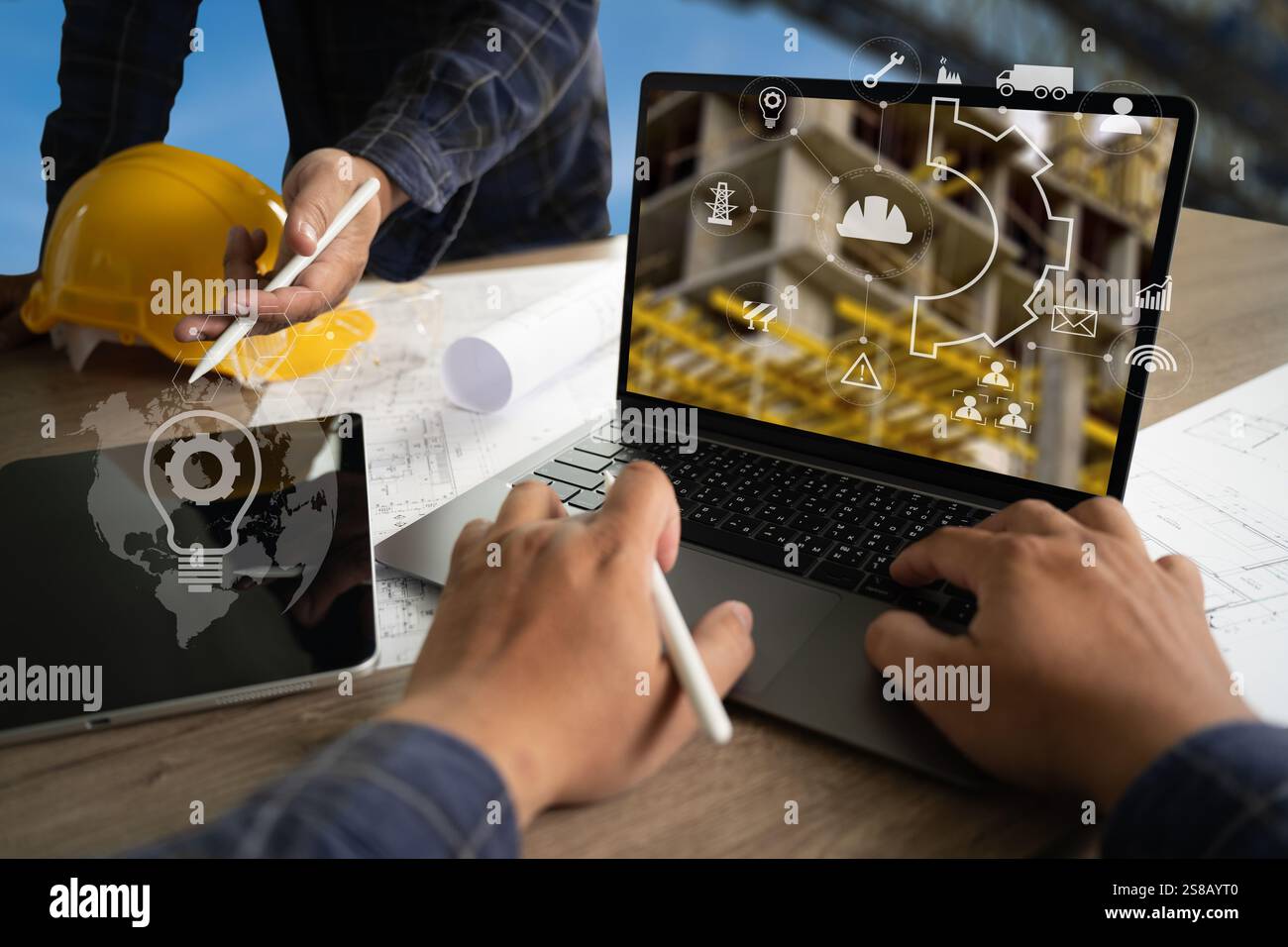 Engineer architect industry 4.0 using computer construction site ...