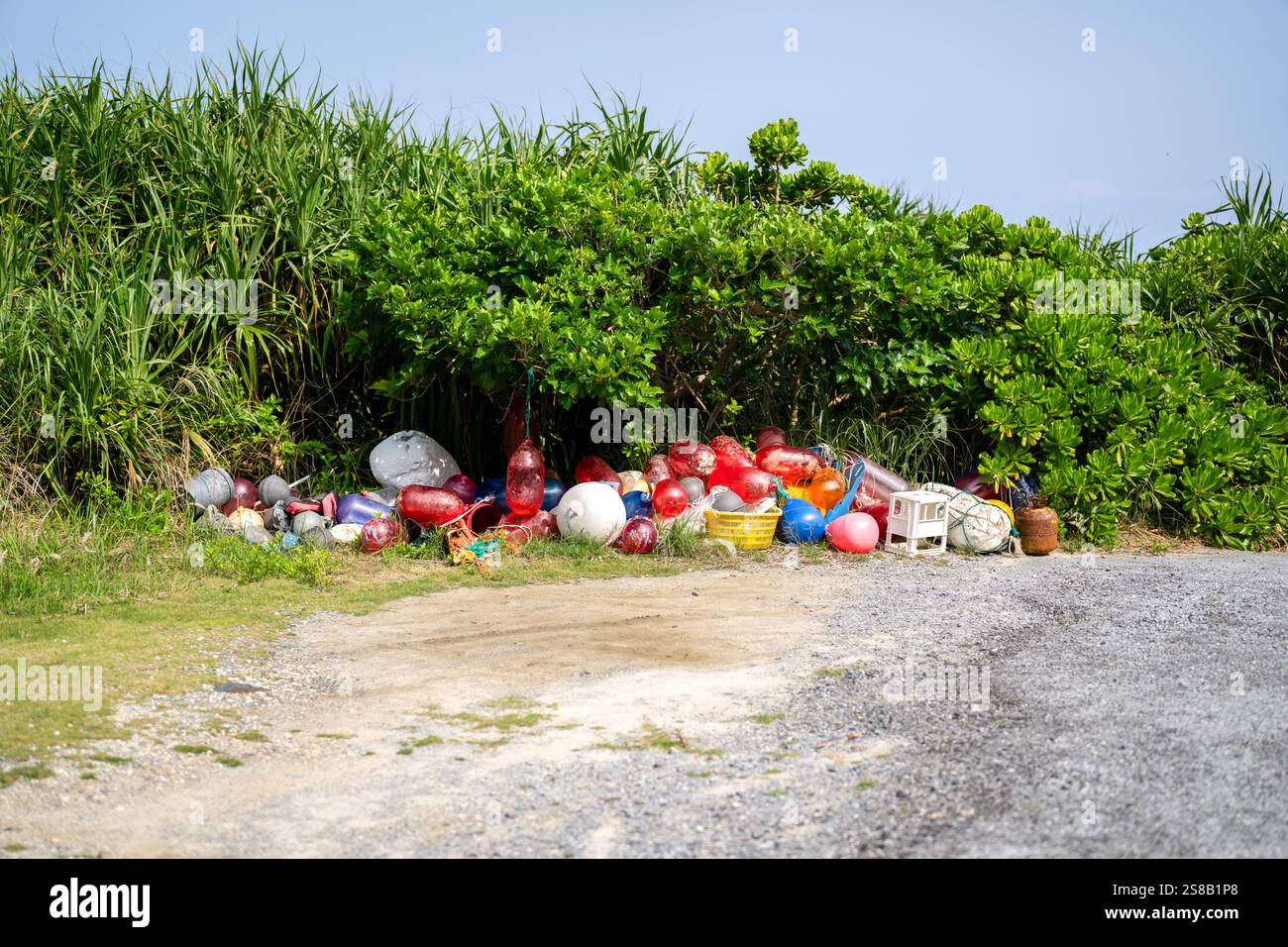 Empty sea and mountain road in spring at Aka Island, Zamami Village ...