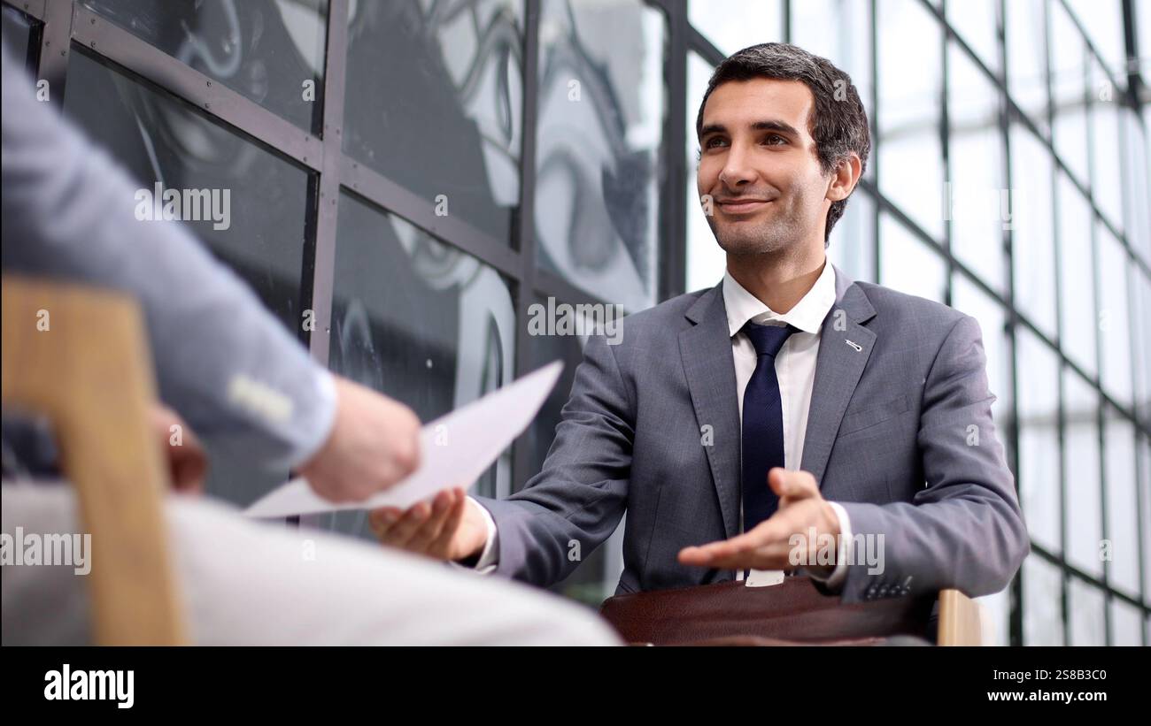 Raising a few important points in the signing of the treaty Stock Photo ...