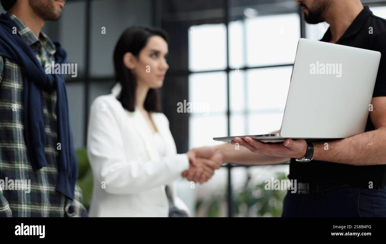 Group conference discussion of business people shaking hands Stock ...