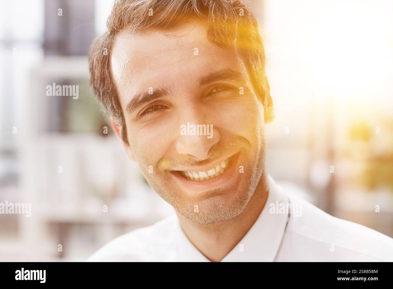 close-up of the face of a confident businessman in the office Stock ...