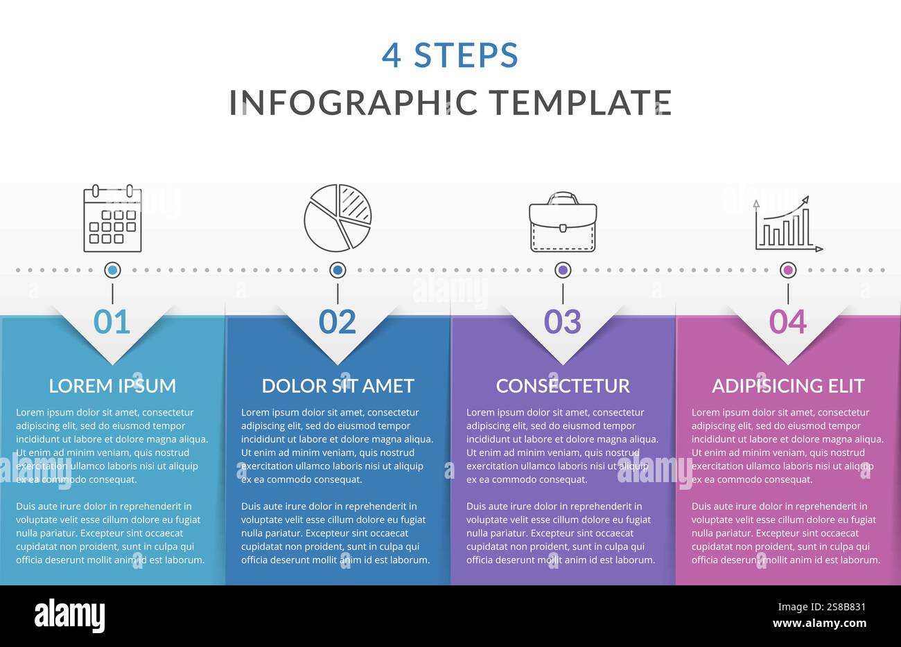 Infographic template with 4 steps, workflow, process chart, vector ...