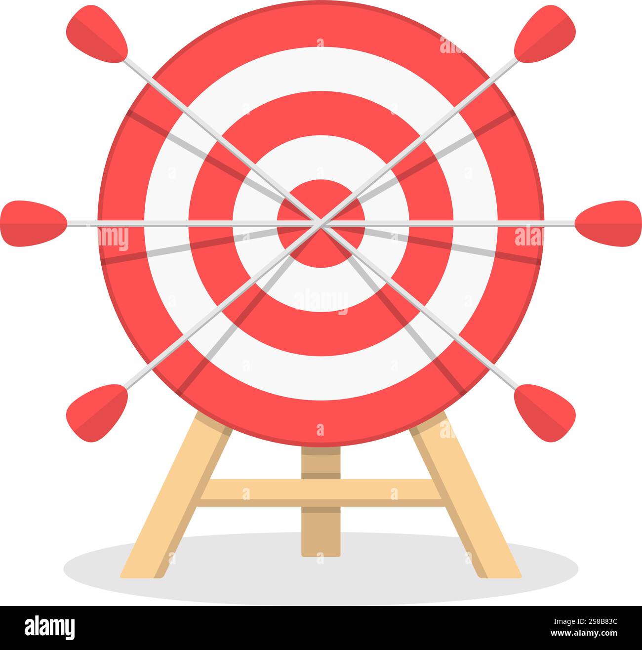Red target with six arrows on white background, vector eps10 ...