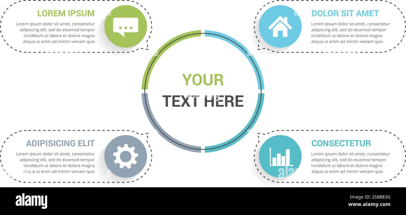 Infographic template with 4 elements, steps or options, process chart ...