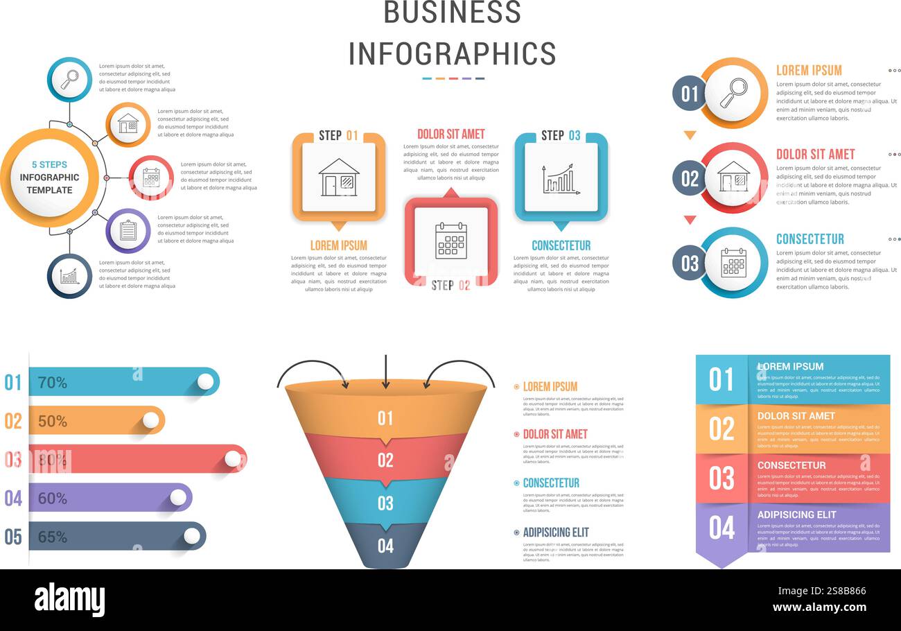 Six infographic templates for web, business, presentations - steps ...