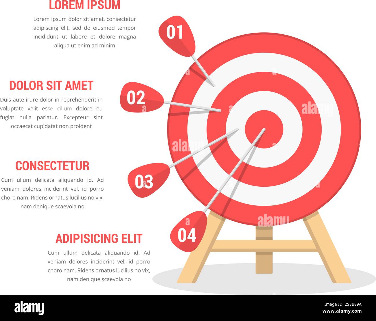 Target with four arrows, four steps to your goal, vector eps10 ...
