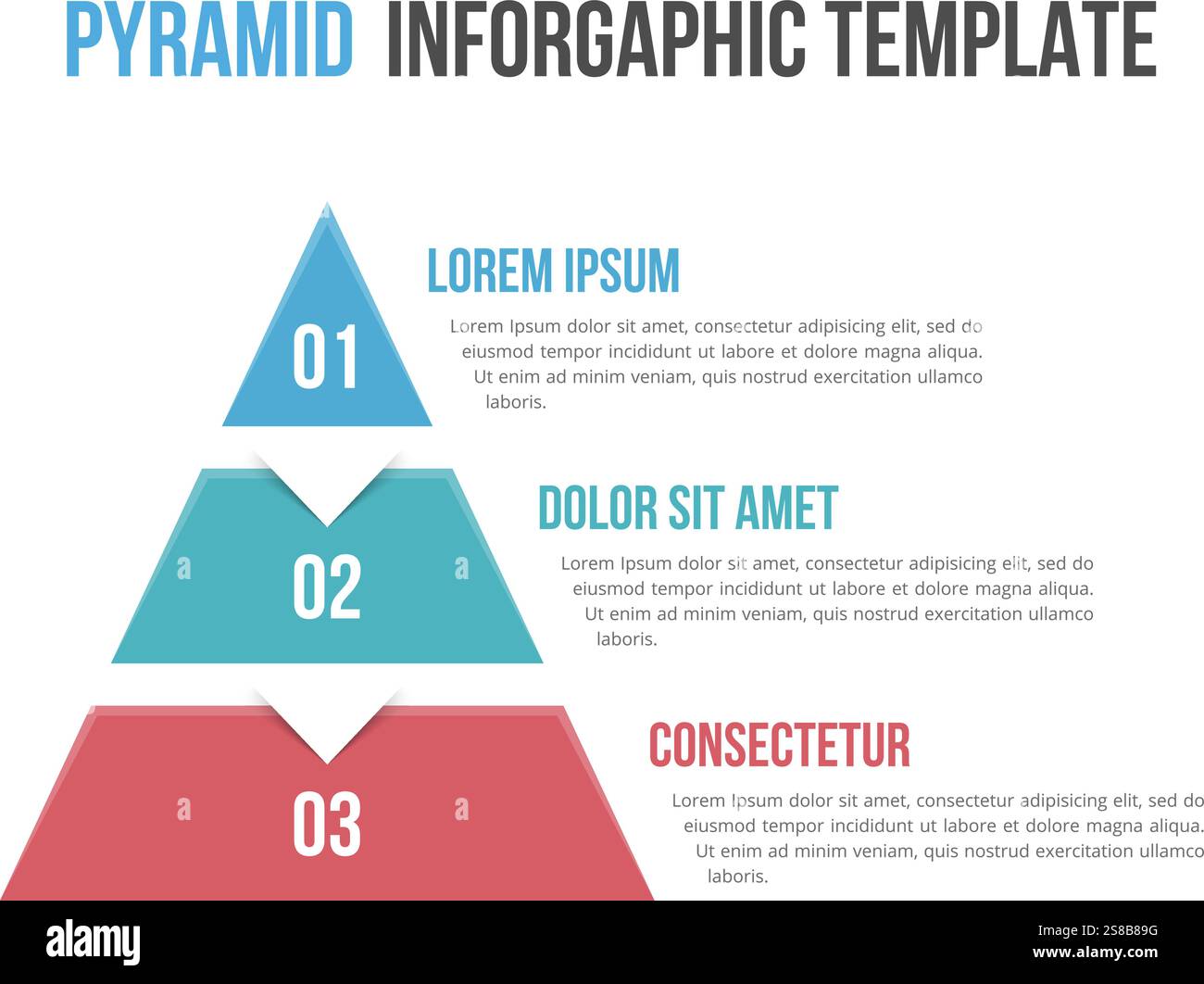 Pyramid infographic template with three elements, vector eps10 illustration Stock Vector Image ...
