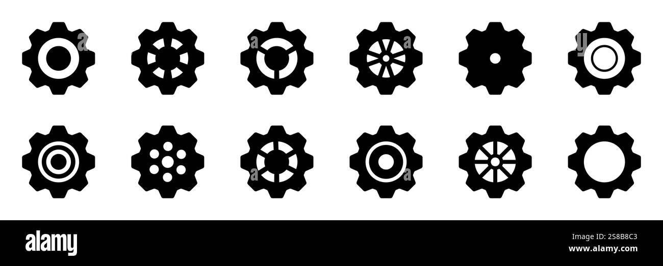 Gears icon set. Setting gears icon. Collection of mechanical cogwheels ...