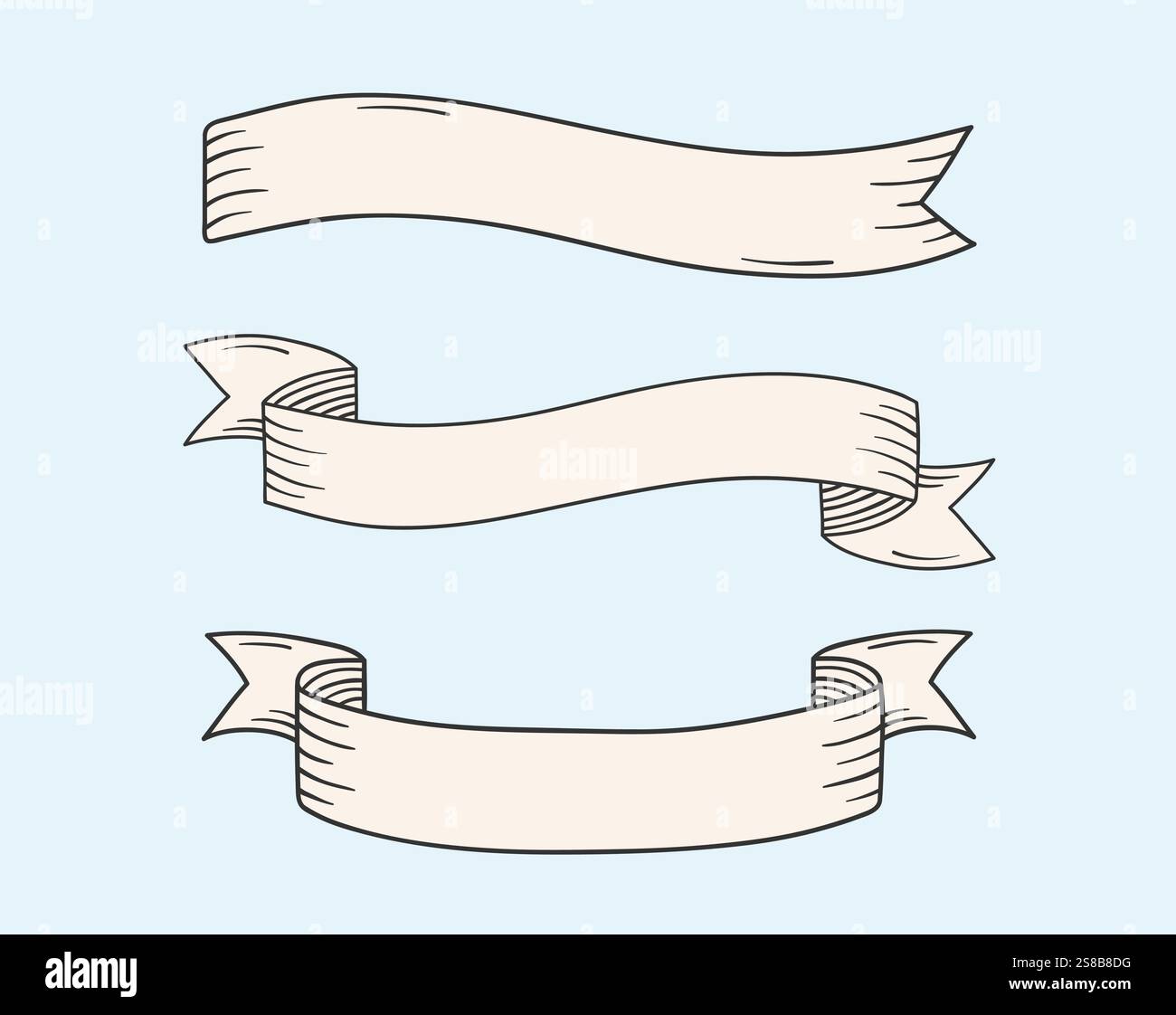Three vintage handdrawn ribbon banners, vector eps10 illustration Stock ...