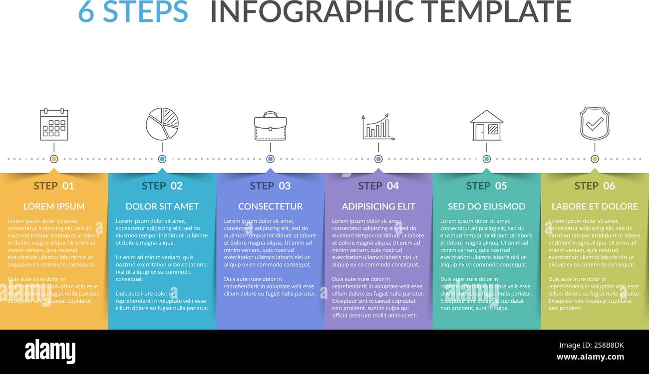 Infographic template with 6 steps, workflow, process chart, vector ...