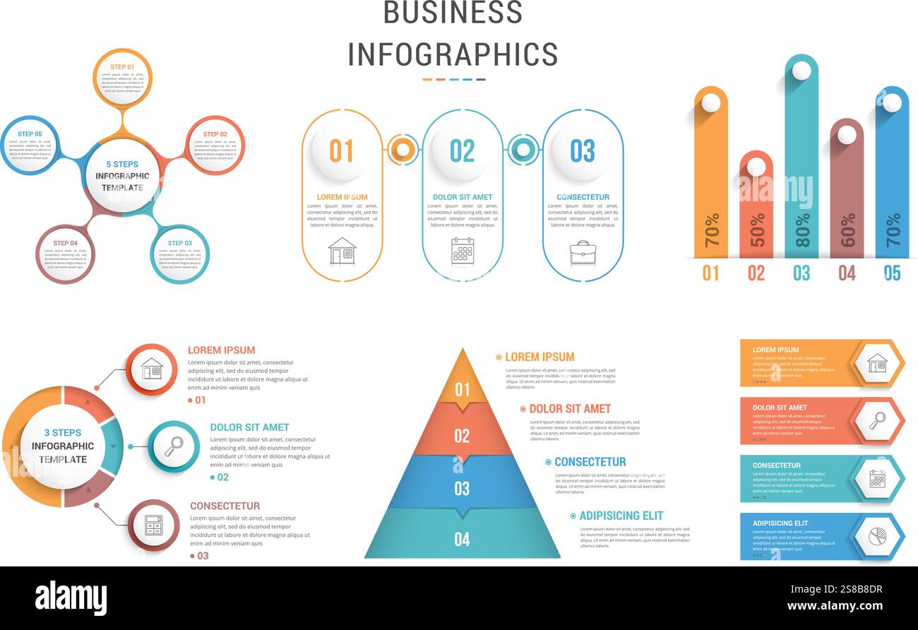 Six infographic templates for web, business, presentations - process ...