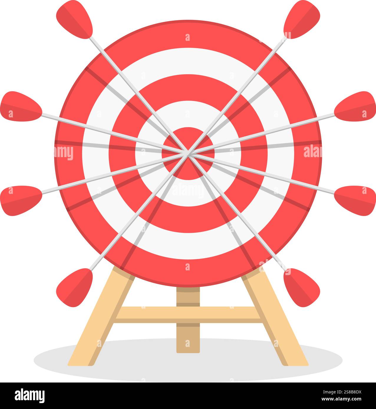 Red target with eight arrows on white background, vector eps10 ...