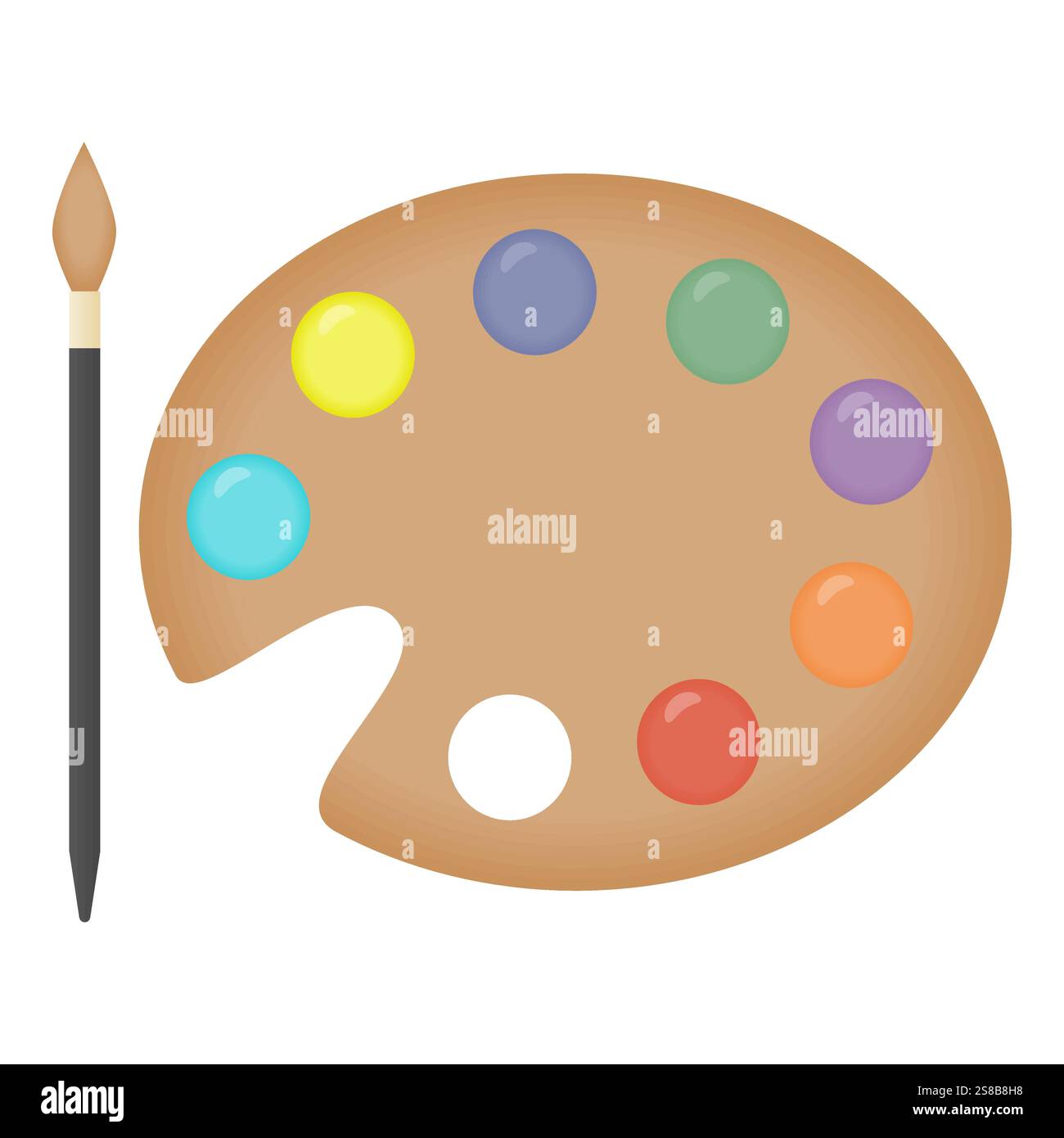 Color Palette with Paint Brush Vector. School Supplies Painting Tools ...