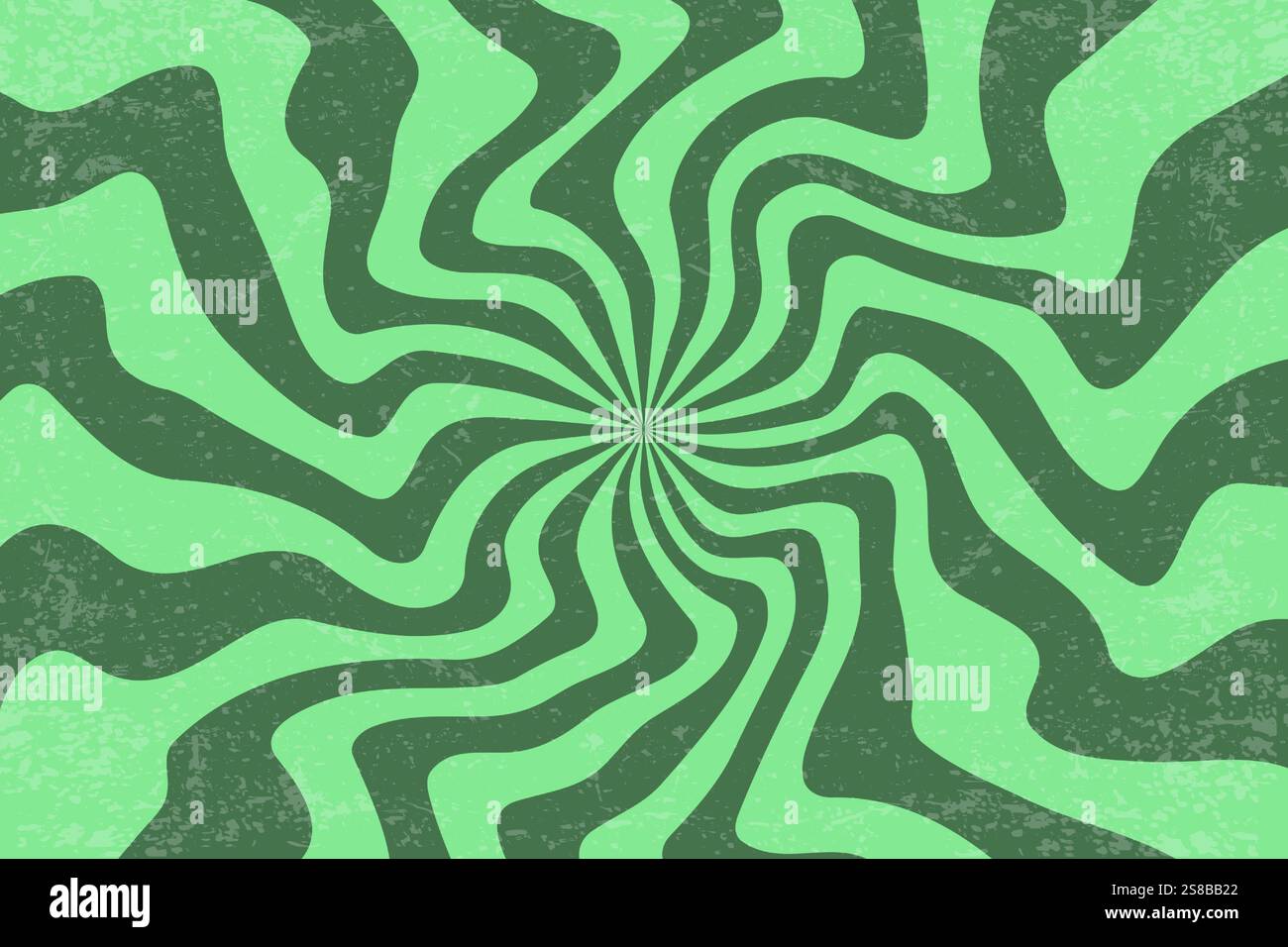 Spiral retro background with psychedelic swirl pattern. Vector groovy sun rays with vintage ...